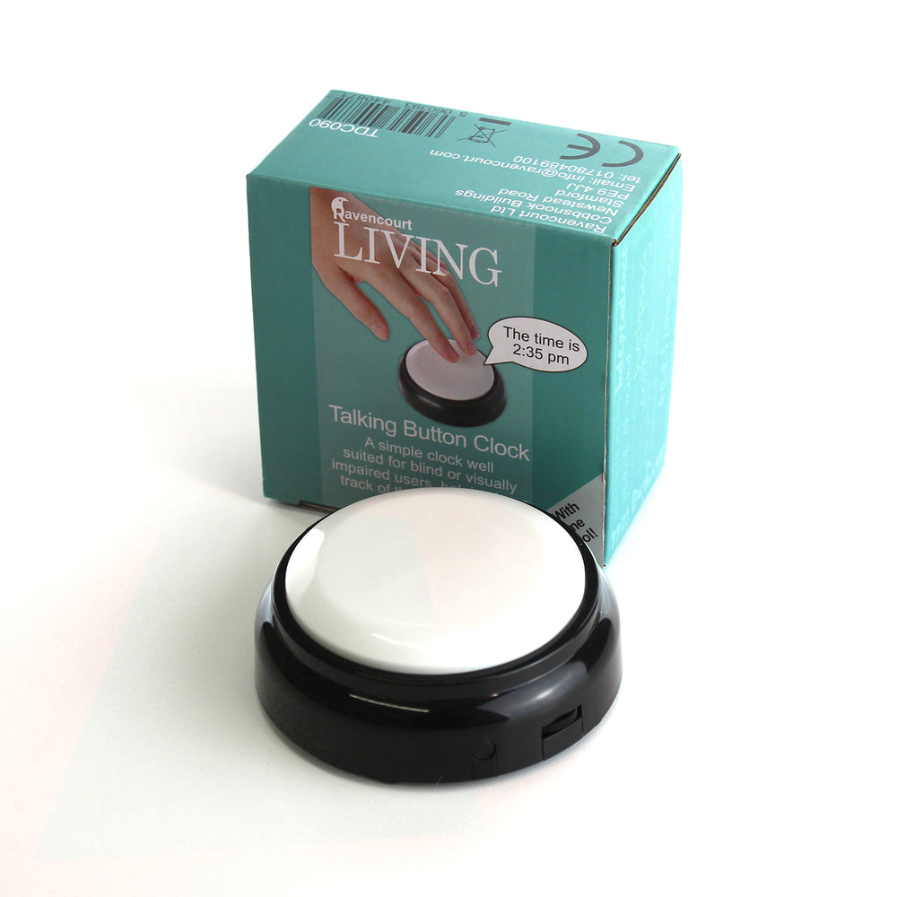 Talking button clock