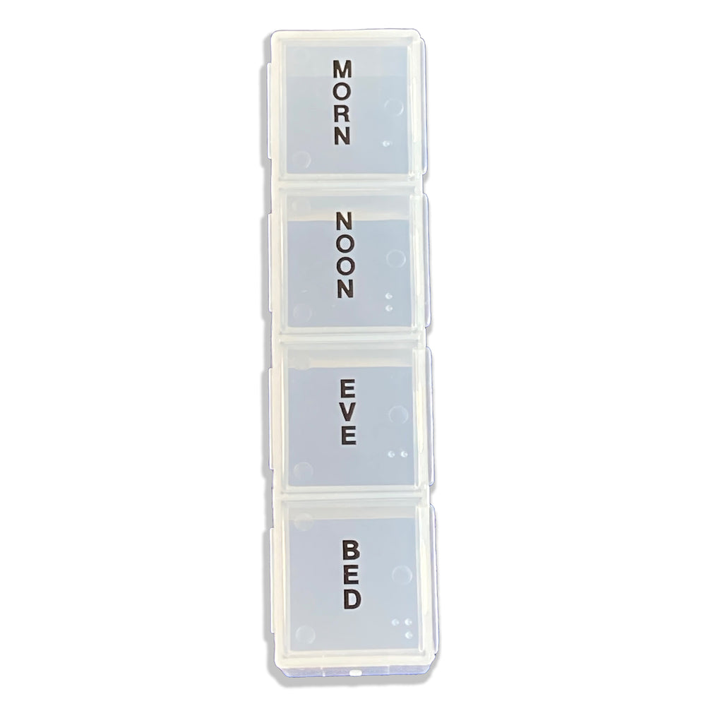 Large four times daily 7 day pillbox with braille