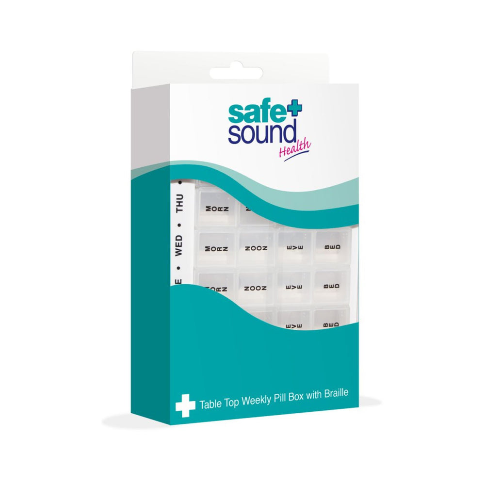 Large four times daily 7 day pillbox with braille