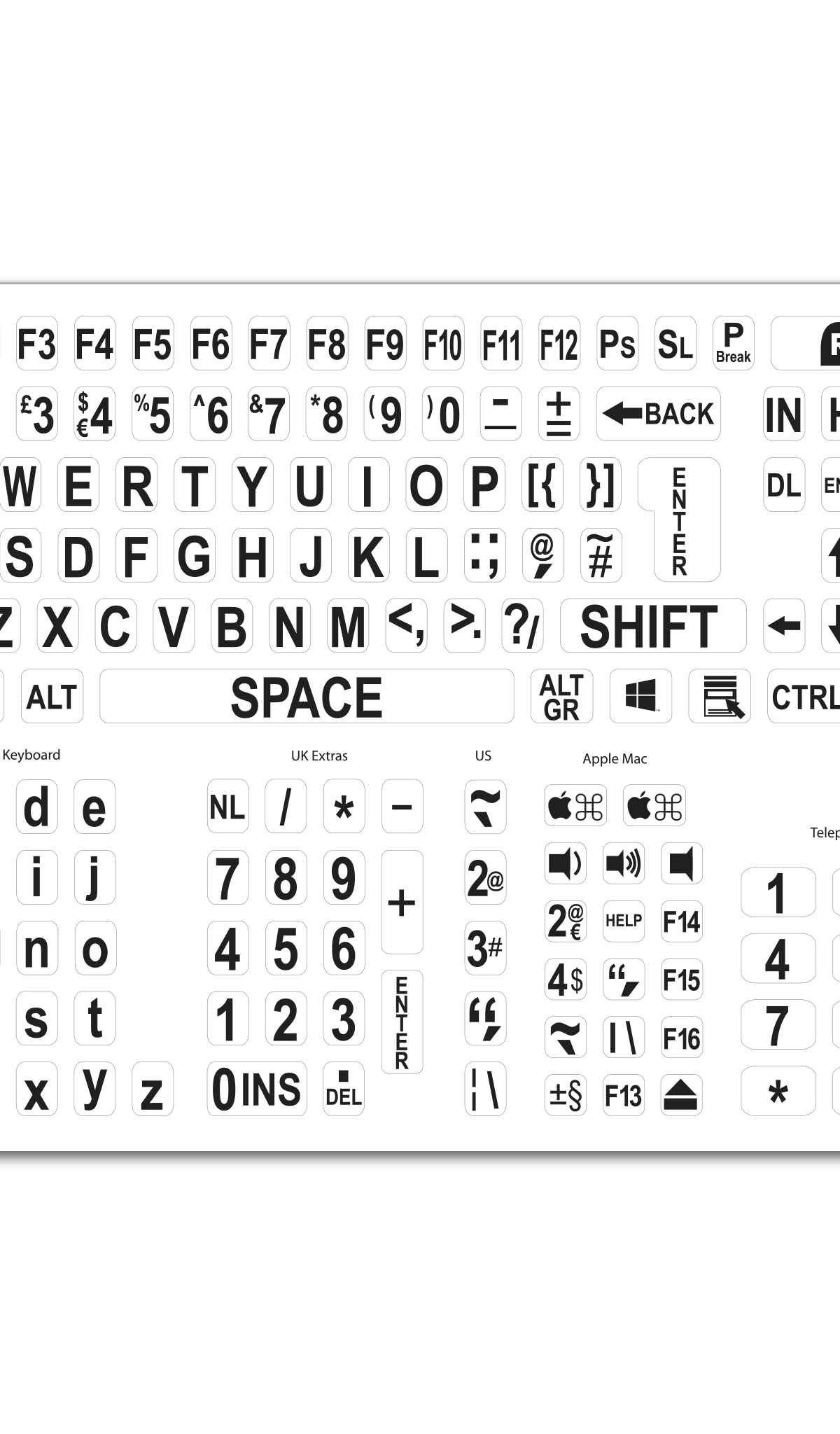 Large print keyboard stickers