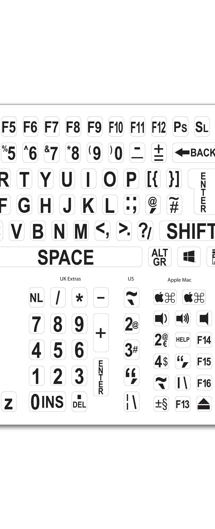Large print keyboard stickers
