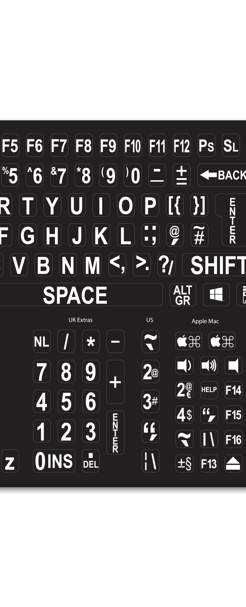 Large print keyboard stickers