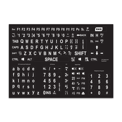 Large print keyboard stickers